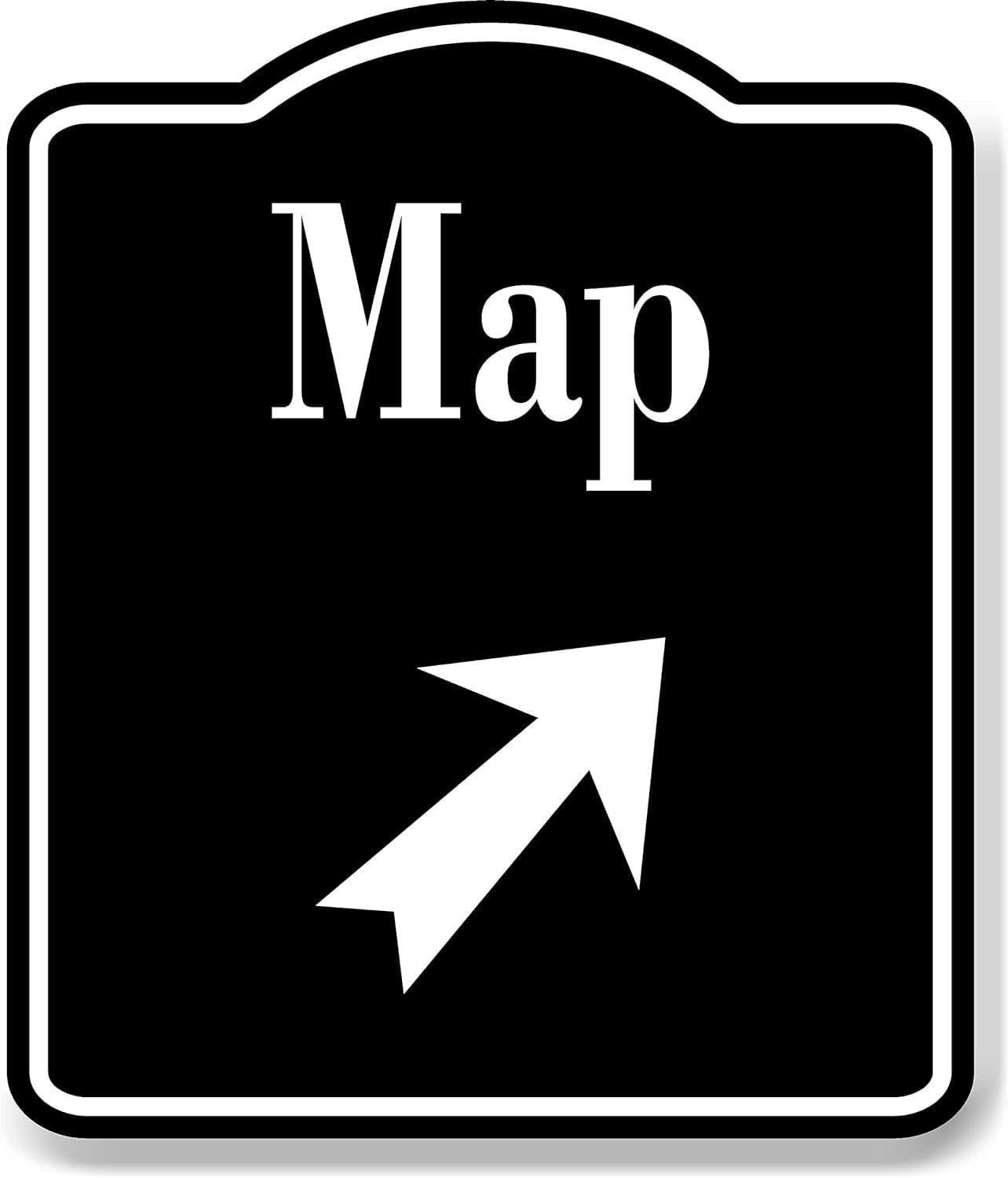 Map Directions 45 Degree up Right Arrow BLACK Aluminum Composite Sign ...