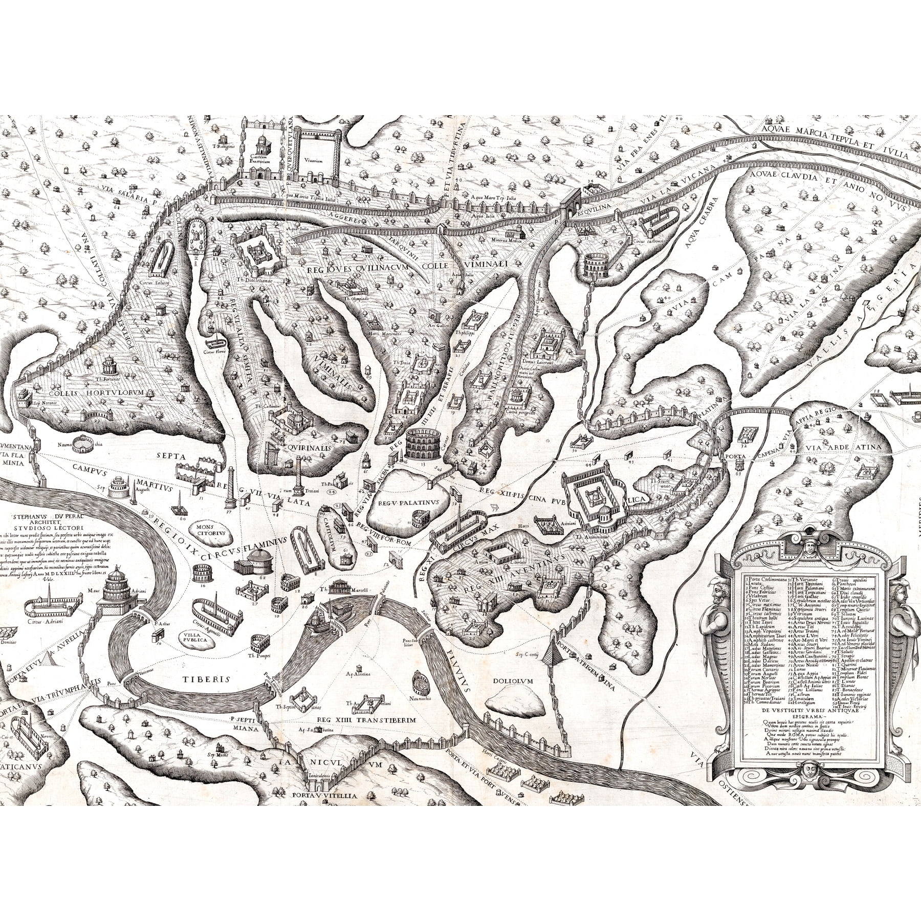 Map Du Perac 1573 Ancient Rome Hills City Plan Chart Extra Large XL ...