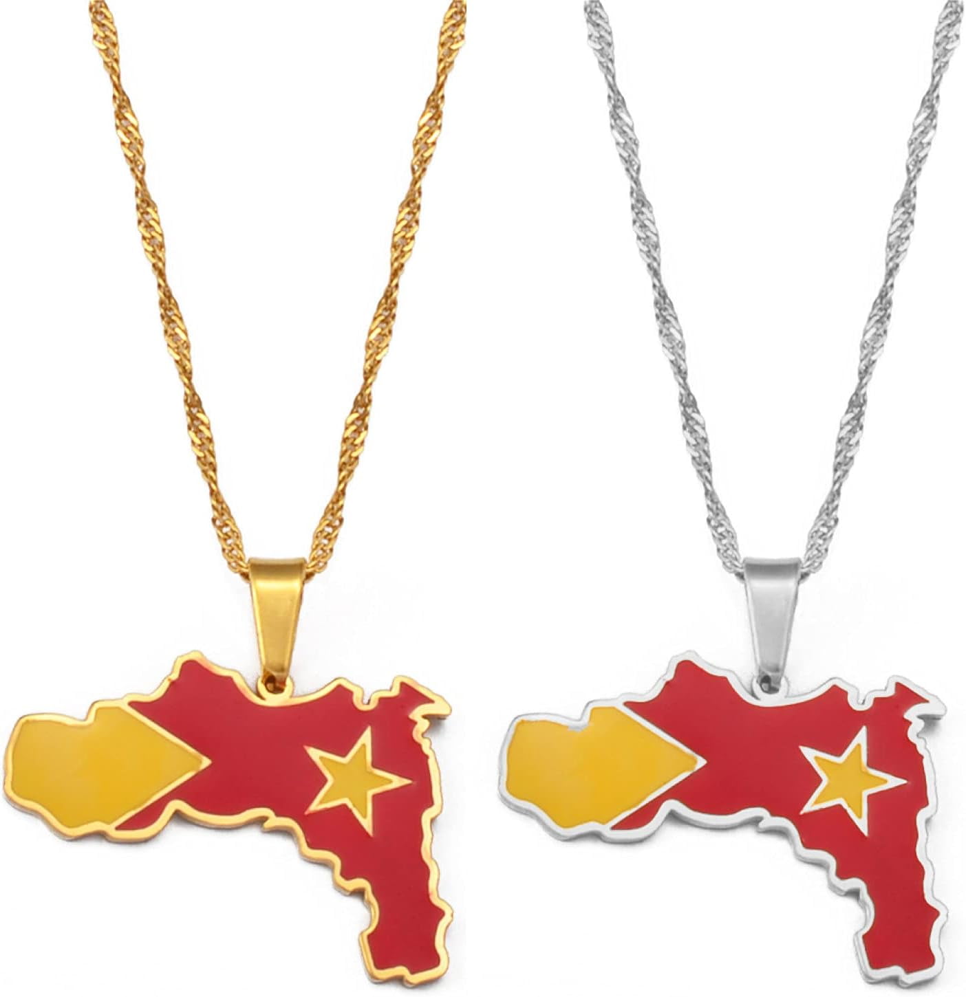 Map of Ethiopia Tigray Pendant Necklaces - Ethnic Charm Patriotic ...