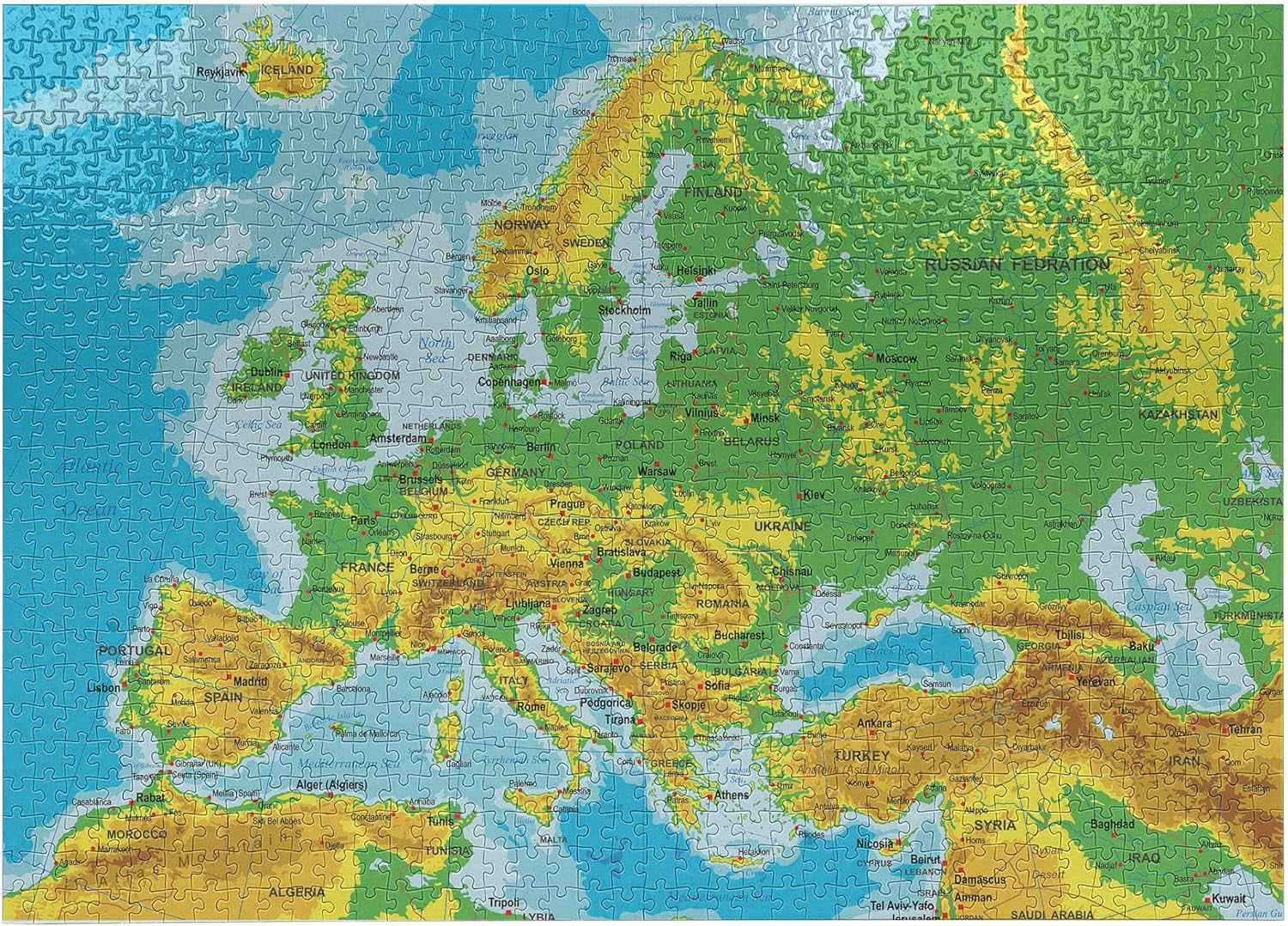 Map High Detail Map of Europe with Borders Countries Cities Jigsaw ...