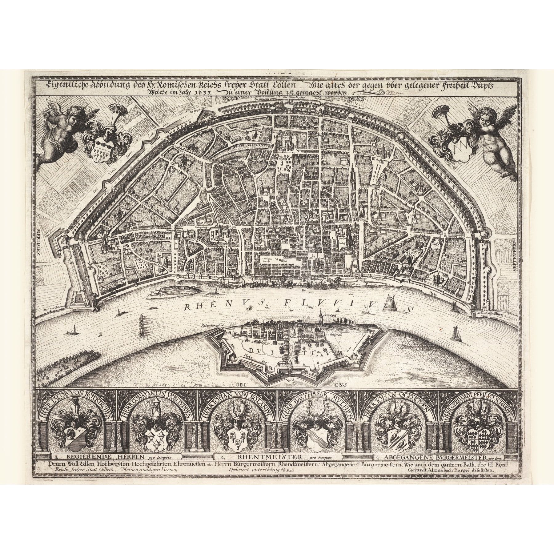 Map Hollar 1635 Cologne City Pictorial Plan Chart Extra Large XL Wall ...