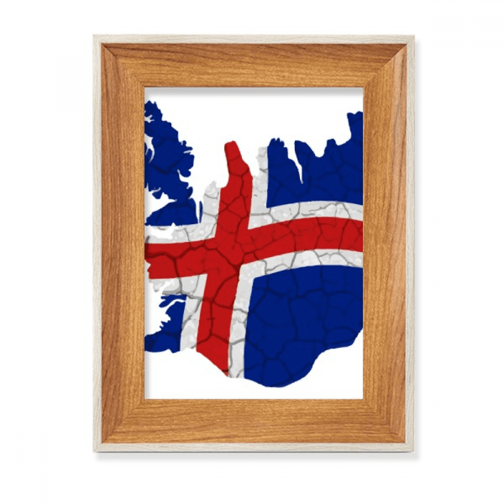 Map Iceland Flag Pattern Desktop Wooden Photo Frame Display Picture Art ...