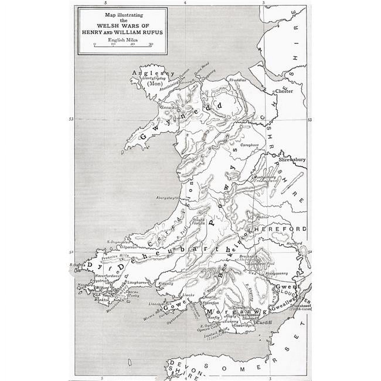 Map Illustrating The Welsh Wars of William Rufus & Henry I From The ...