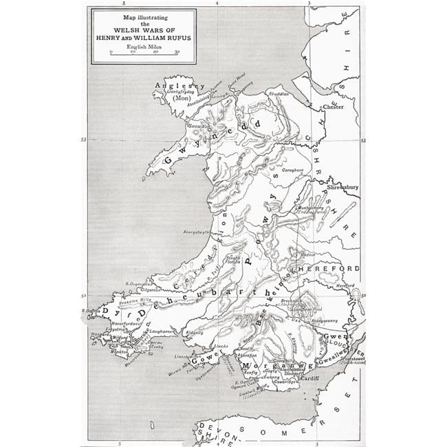 Map Illustrating The Welsh Wars of William Rufus & Henry I From The ...