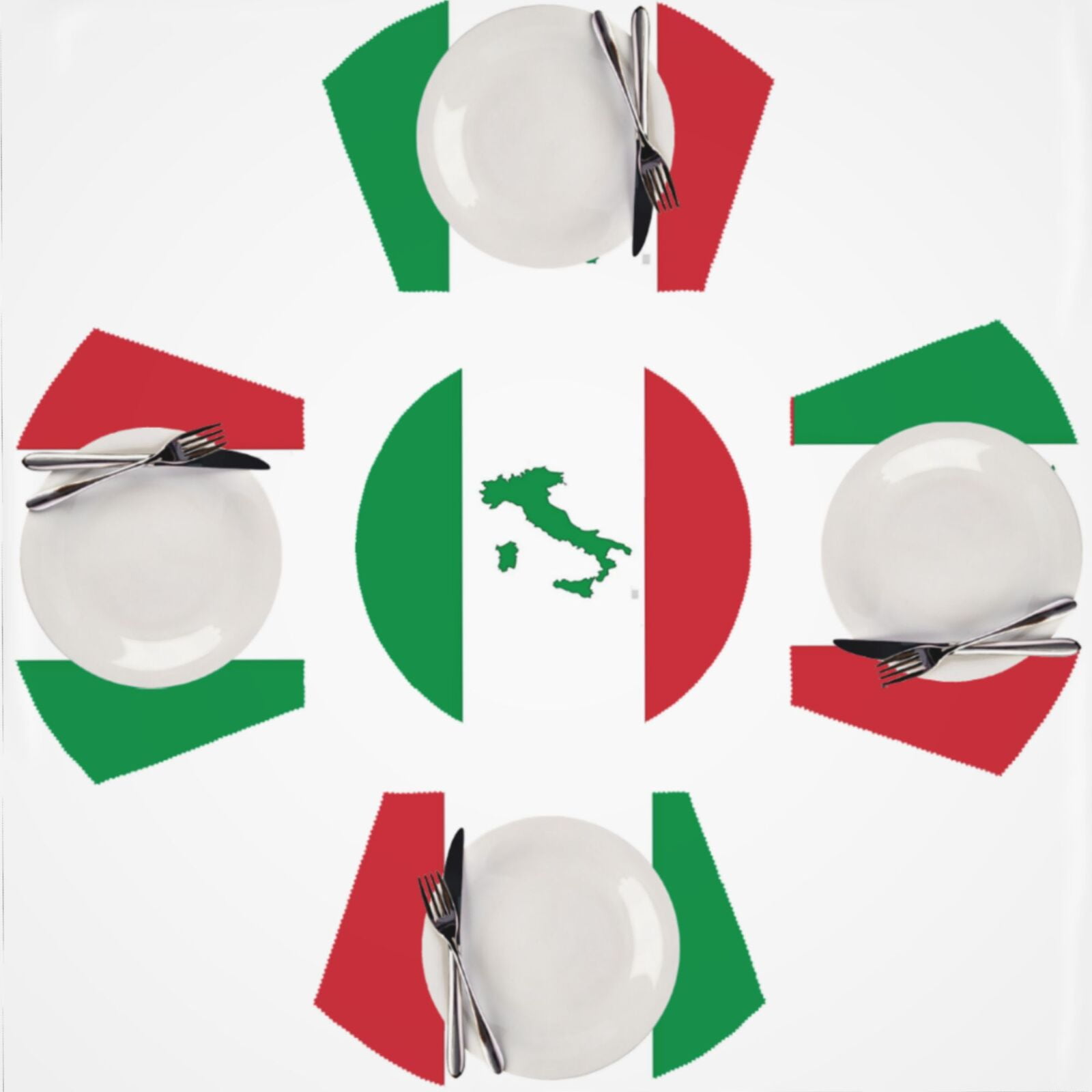 Map Of Italy Italian Flag Round Table Placemats Set Of 5 Wedge Table ...
