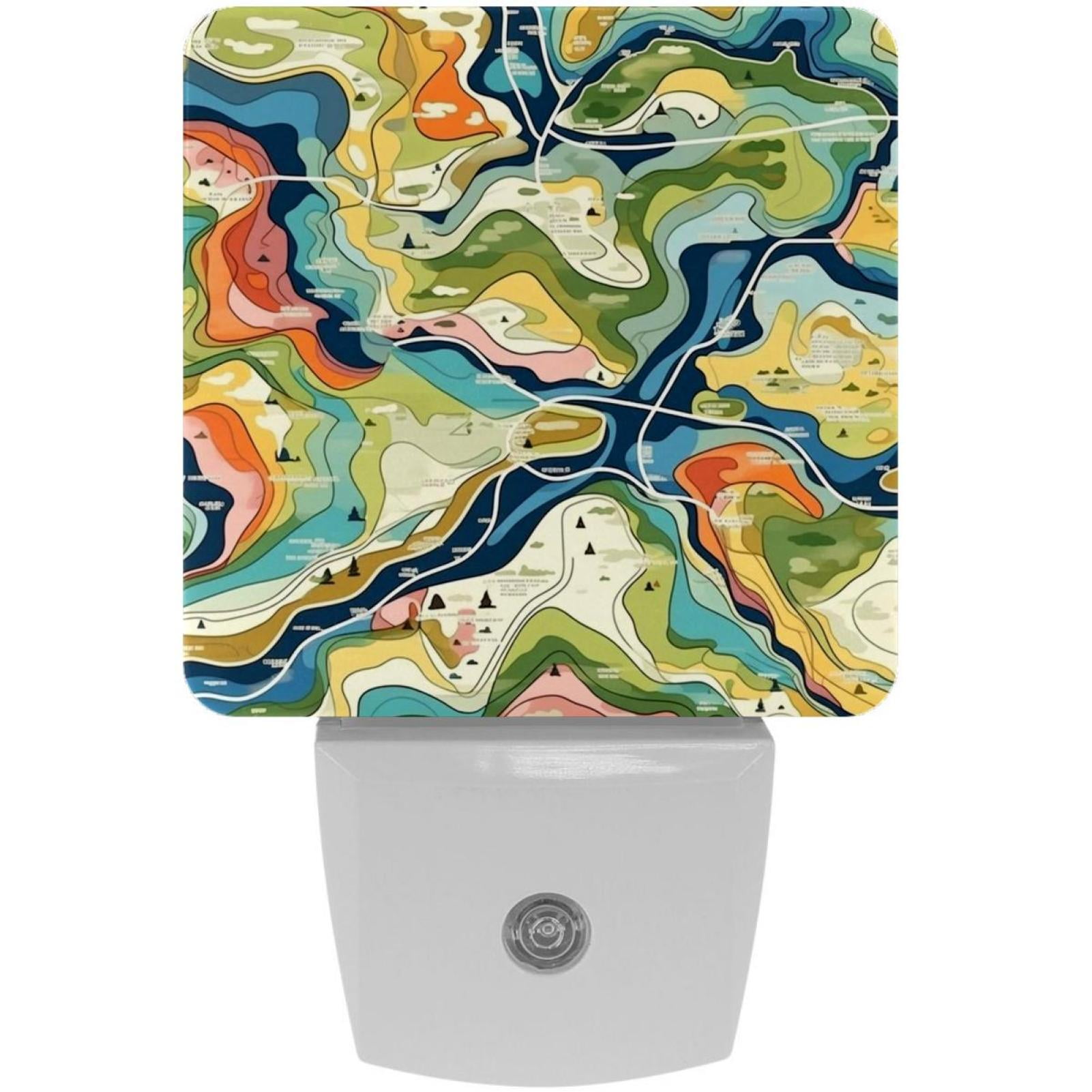 Map LED Square Night Light - Modern and Stylish Plug-in Lamp for ...