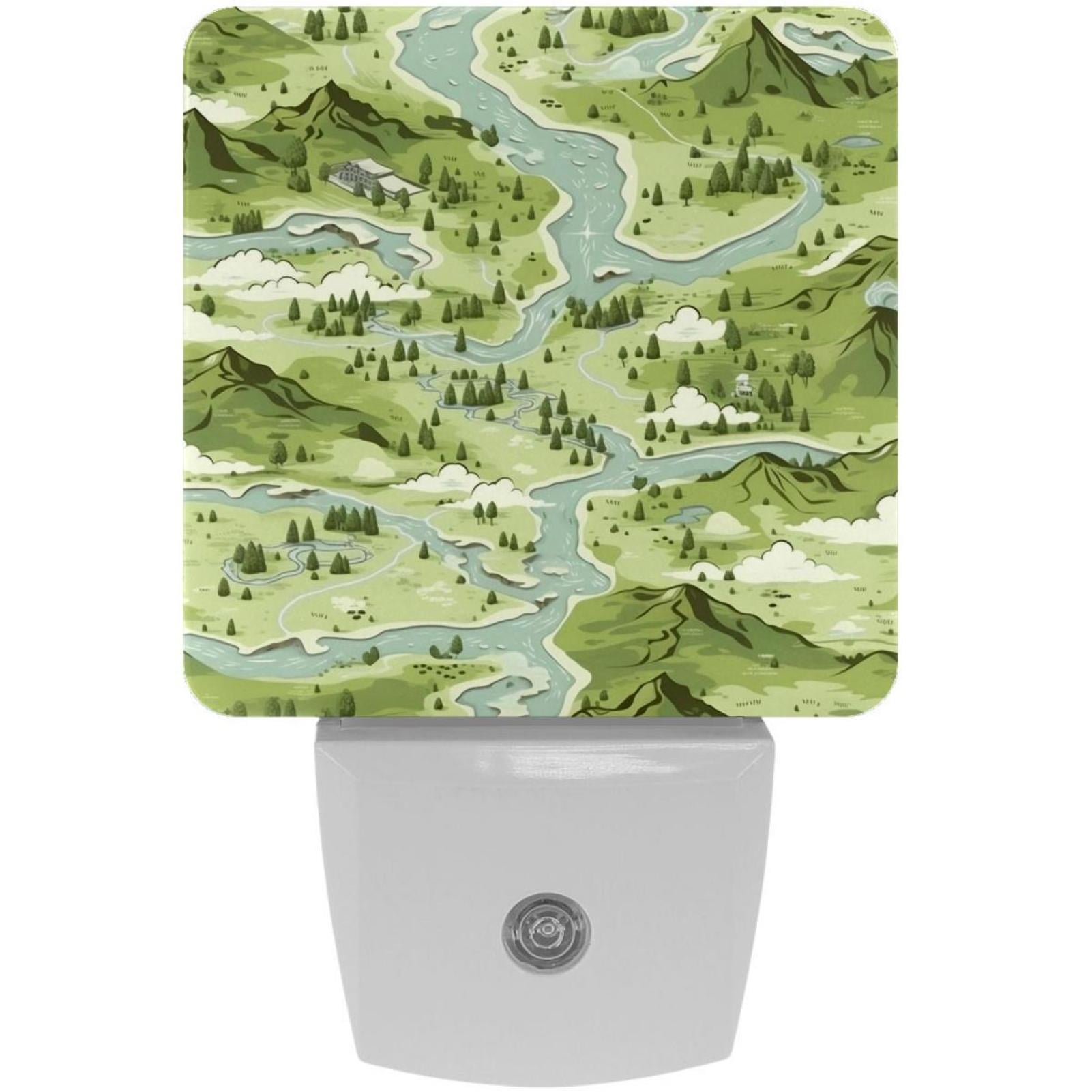 Map LED Square Night Lights - Bright and Compact Bedroom or Bathroom ...