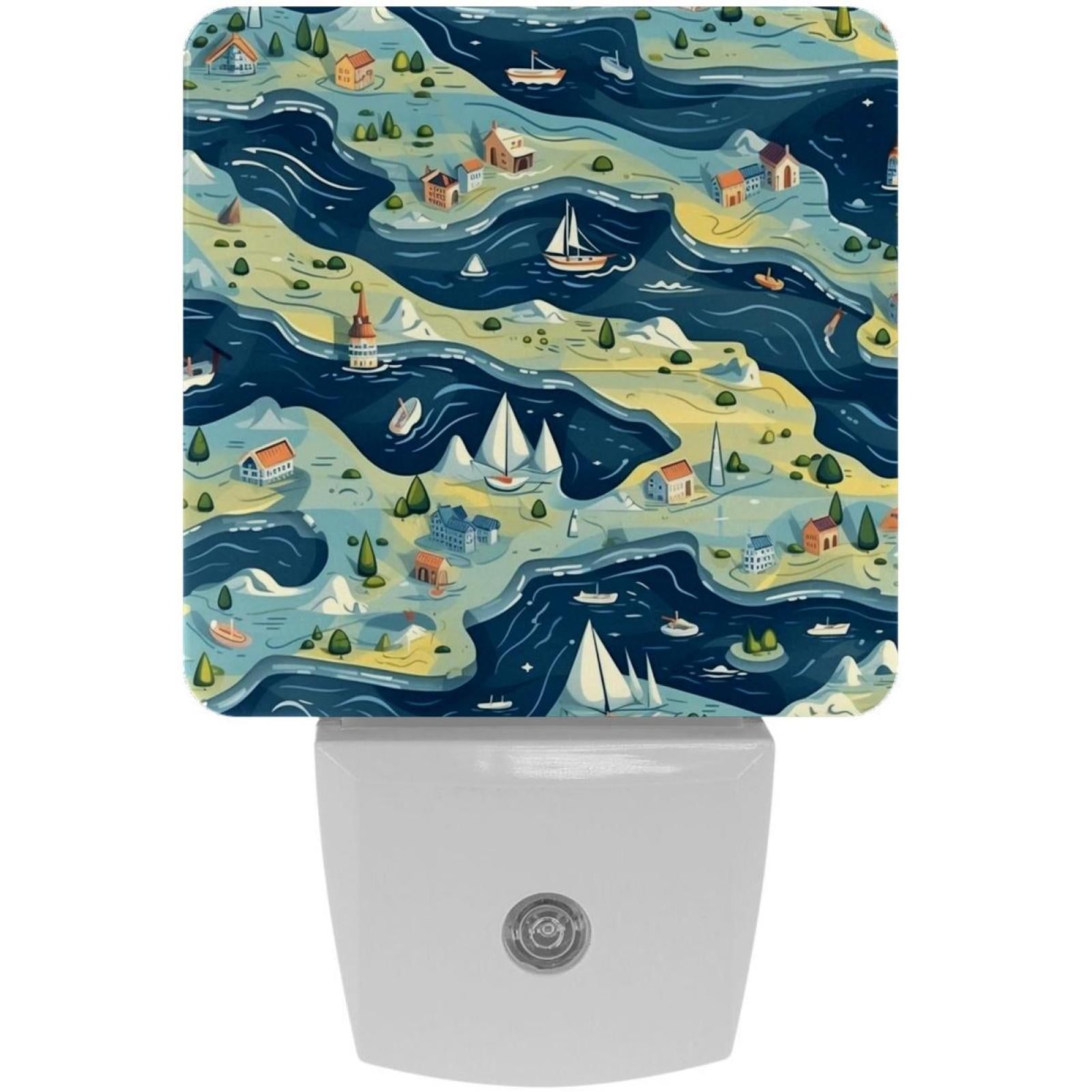 Map LED Square Night Lights - Modern Design, Energy Efficient Indoor ...