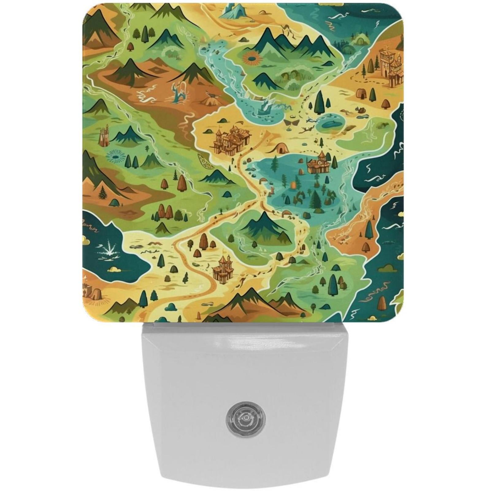 Map LED Square Night Lights - Portable and Stylish for Bedroom and Kids ...