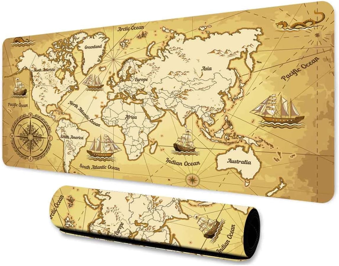 Map Large Mouse Pad 31.5x11.8 Inches Medieval Vintage Treasure Map ...