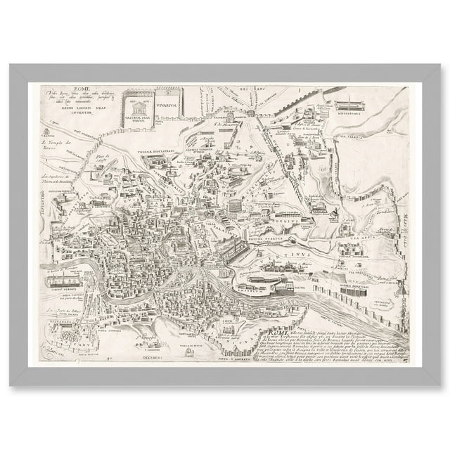 Map Ligorio 16th Century Ancient Rome Roman City Plan Artwork Framed ...