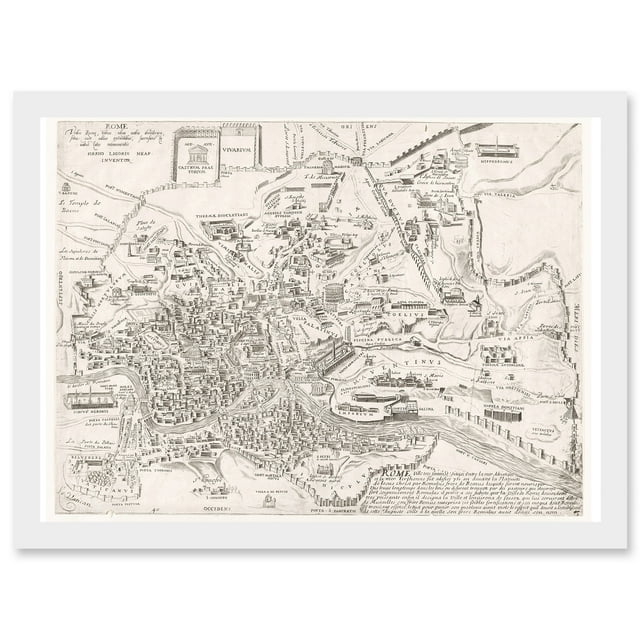 Map Ligorio 16th Century Ancient Rome Roman City Plan Artwork Framed ...