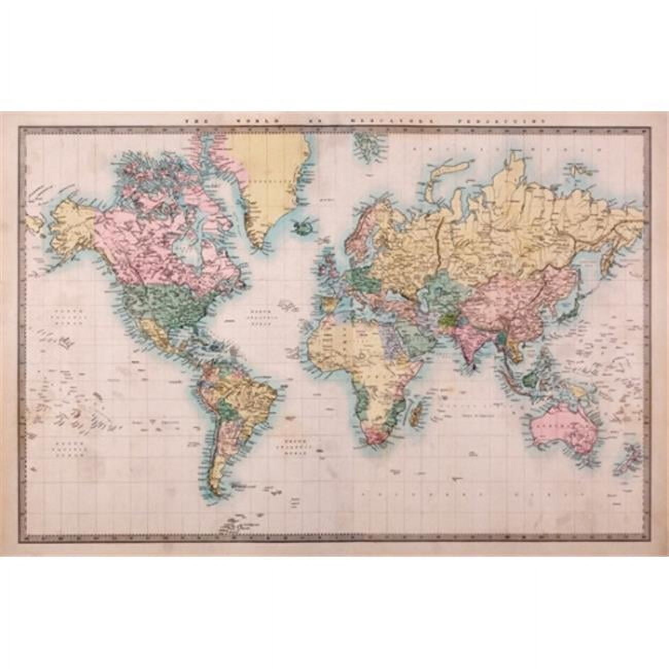 Map - Mercators Projection Poster Print - 36 x 24 in. - Walmart.com