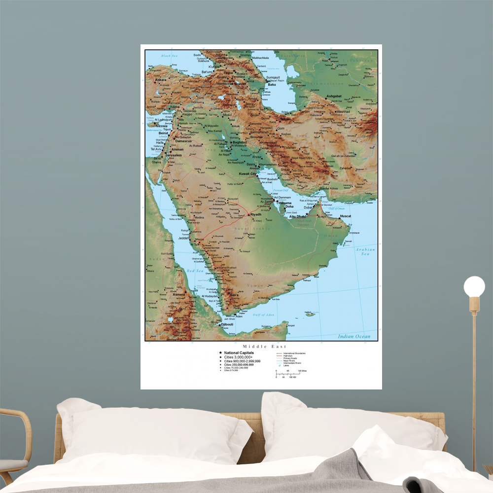 Map Middle East Wall Mural Decal Sticker, Wallmonkeys Peel & Stick ...