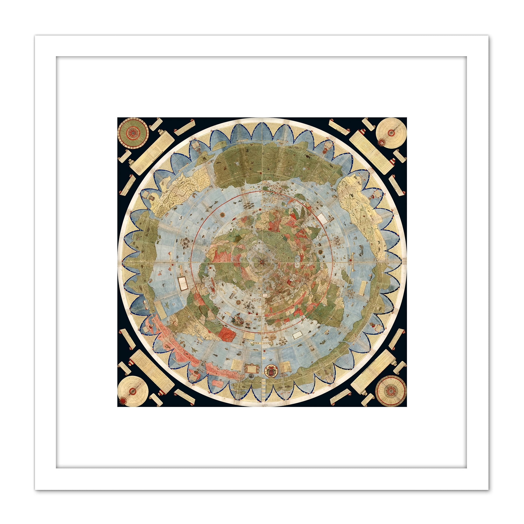 Map Monte 1587 Composite World Pictorial Chart 8X8 Inch Square Wooden ...