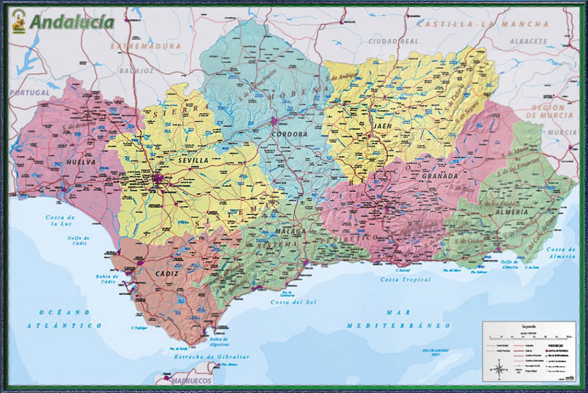 Map Of Andalusia (Spain) - Framed Poster (Andalucia & Espagna - Spanish ...