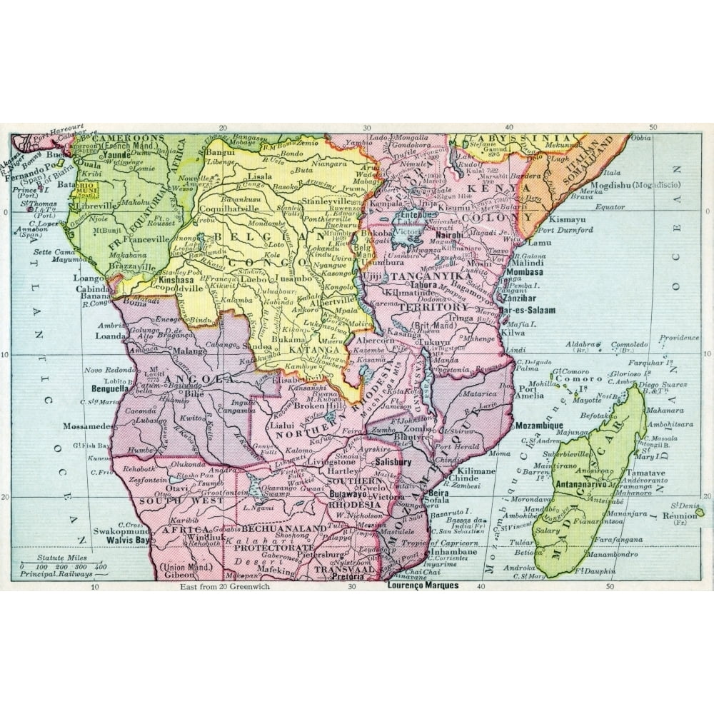 Map Of Central Africa Circa 1930. From The Modern Atlas Of The World ...