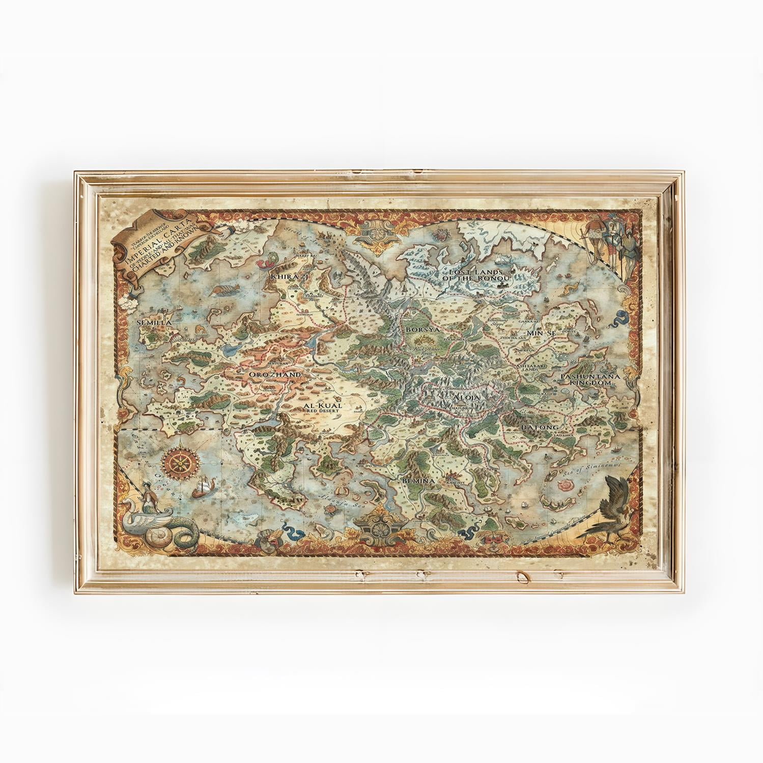 Map Of Empire of Exiles Wall Art, Old Maps Wall Art, Decorative Wall ...