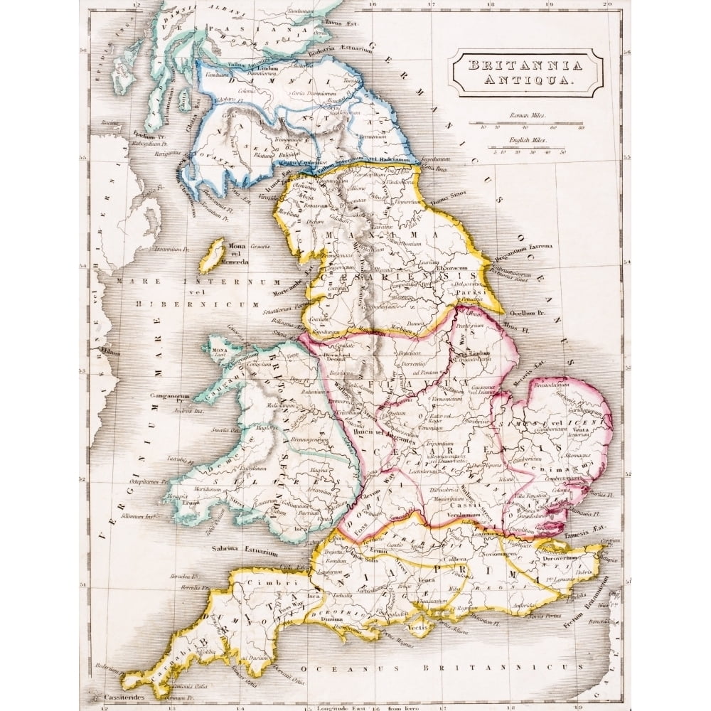 Map Of England Britannia Antiqua From The Atlas Of Ancient Geography By ...
