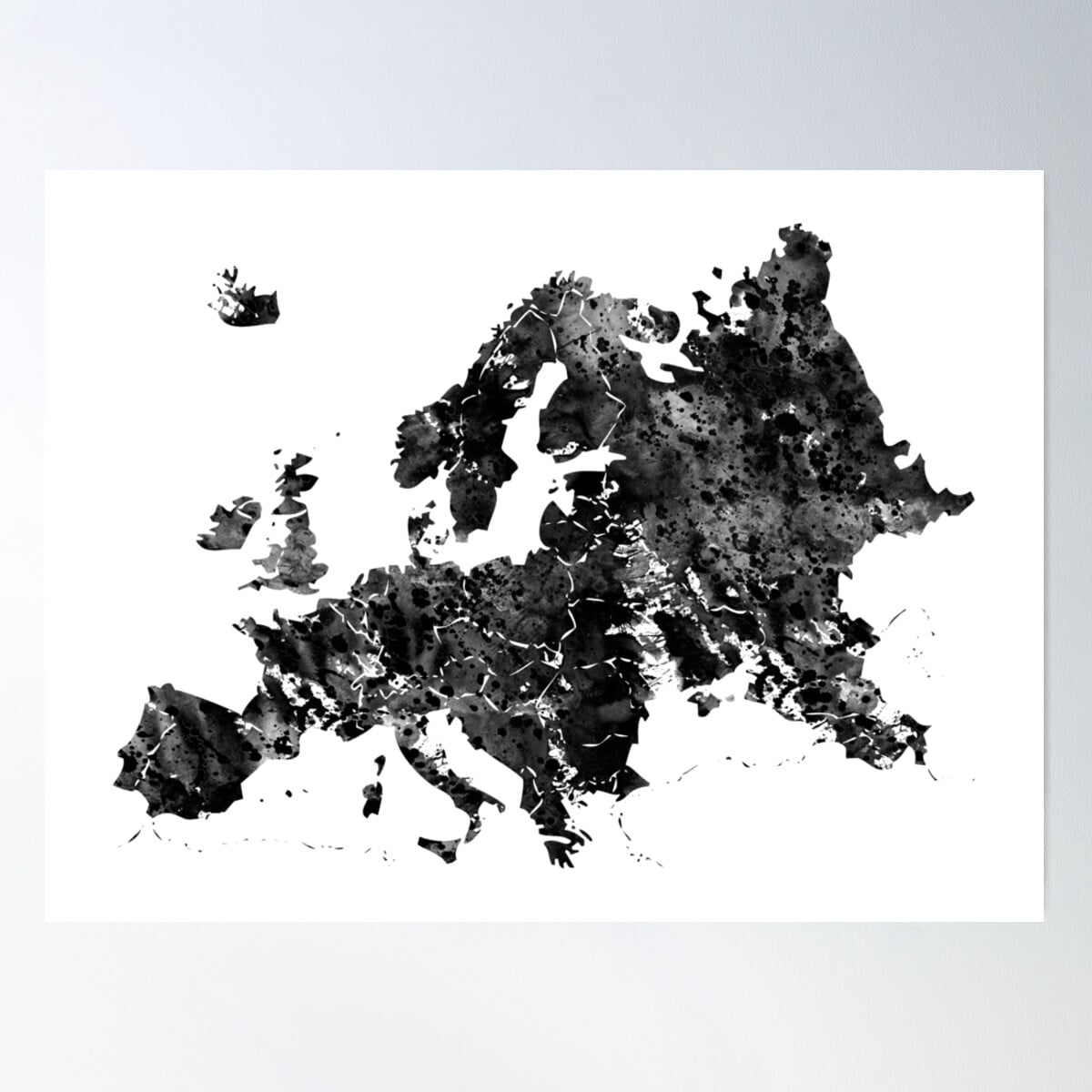 Map Of Europe Poster Wall Art, Modern Wall Decor For Living Room ...