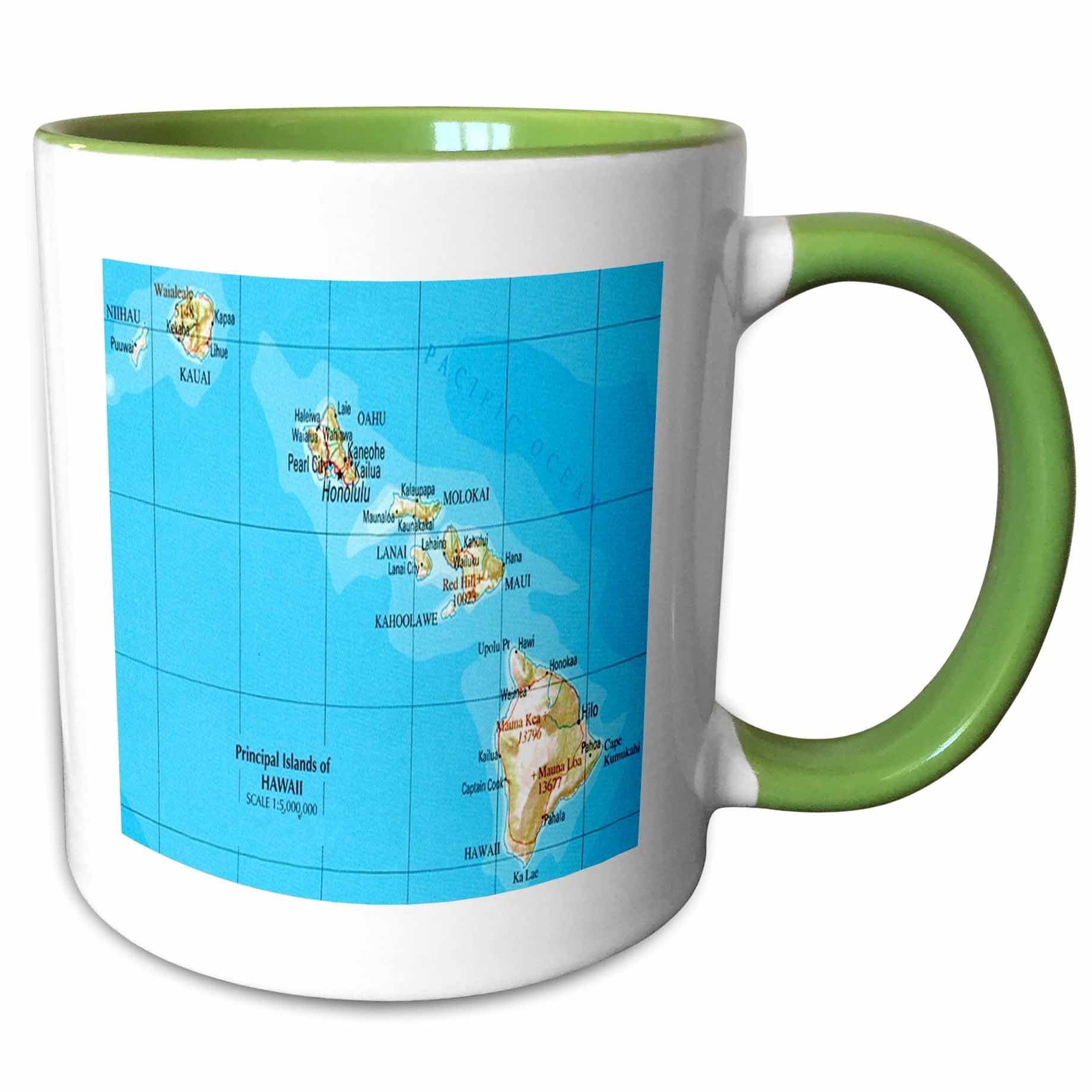 Map Of Hawaiian Islands 15oz Two-Tone Green Mug mug-41576-12 - Walmart.com