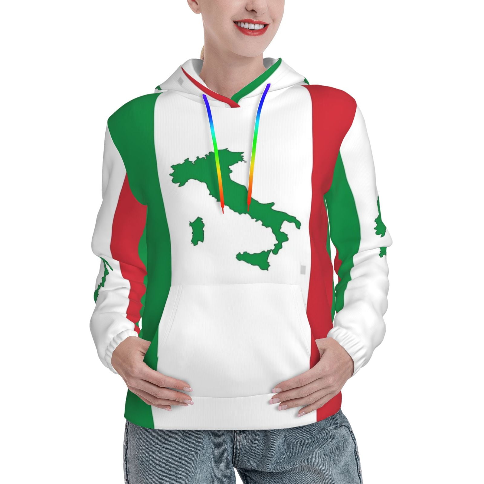 Map Of Italy - Italian Flag Cozy Women'S Hoodie Pullover Sweatshirt ...