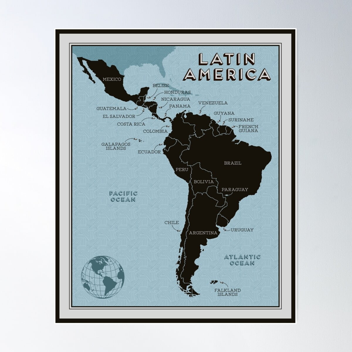 Map Of Latin America Poster Wall Art, Modern Wall Decor For Living Room ...