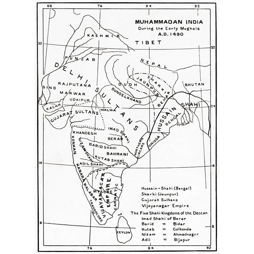 Map Of Muhammadan India At The Beginning Of The Mughal Empire. From ...