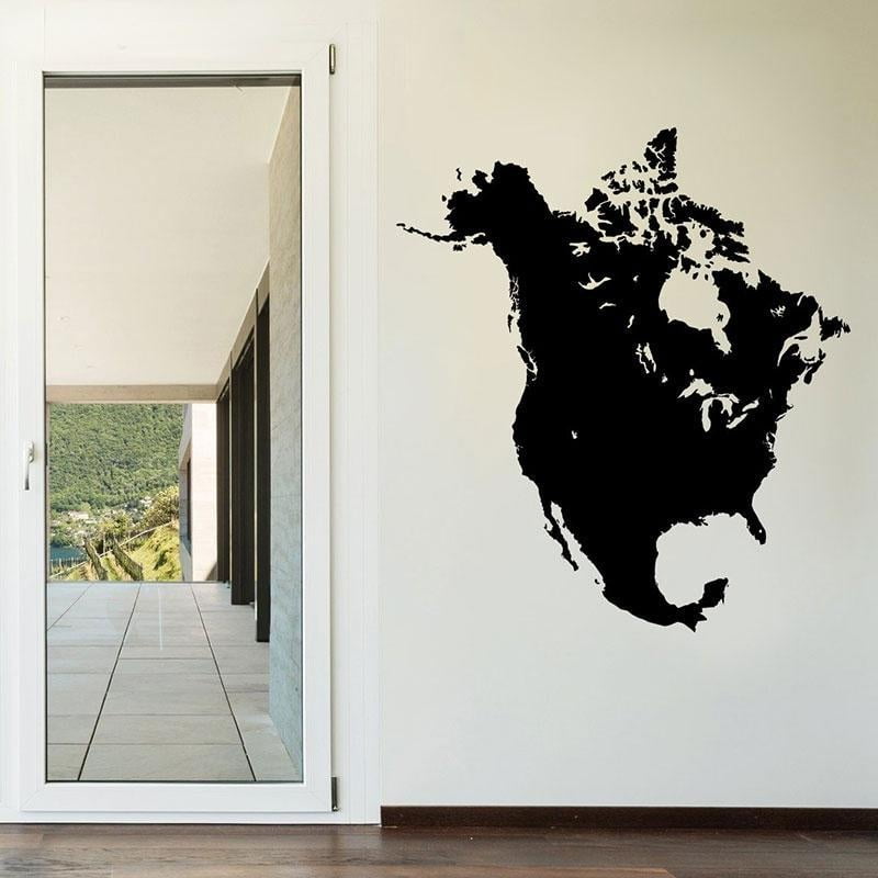 Map Of North America Wall Decal USA Map Vinyl Home Decor For Living ...