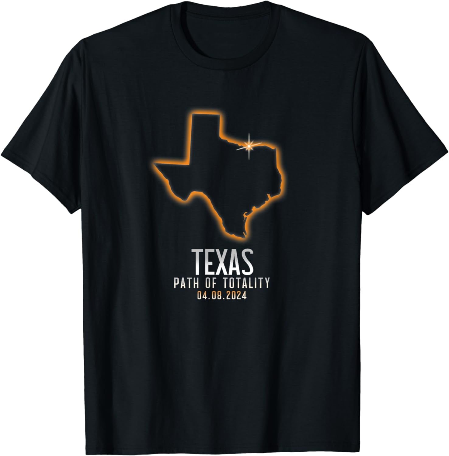Map Of Texas Path Of Totality 4.8.24 Total Solar Eclipse T-Shirt ...
