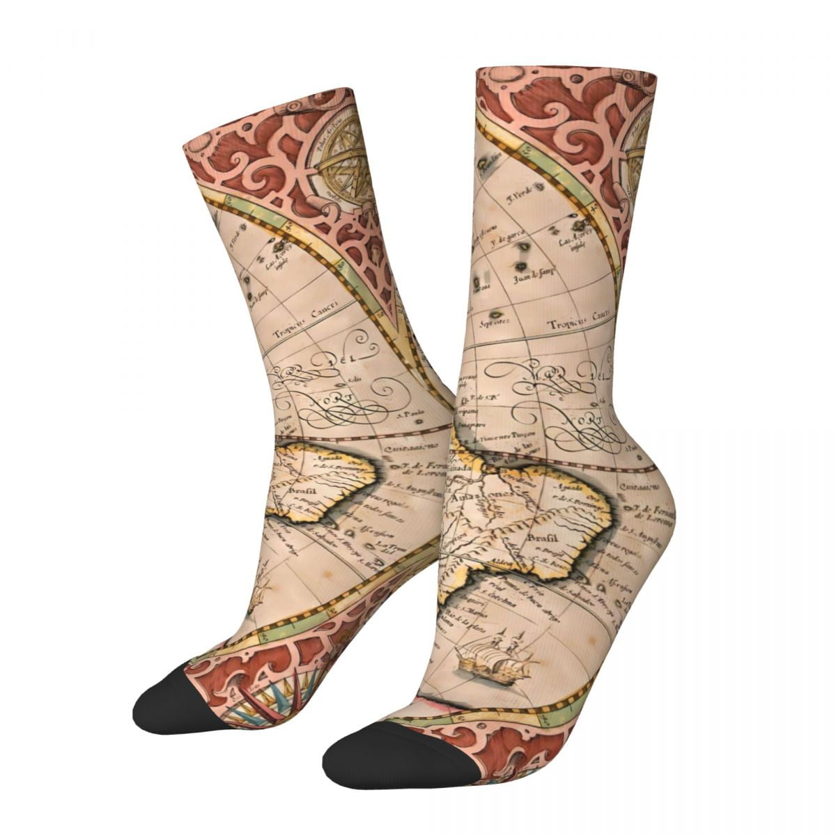 Map Of The Americas Socks Vintage Casual Stockings Spring Non Slip ...