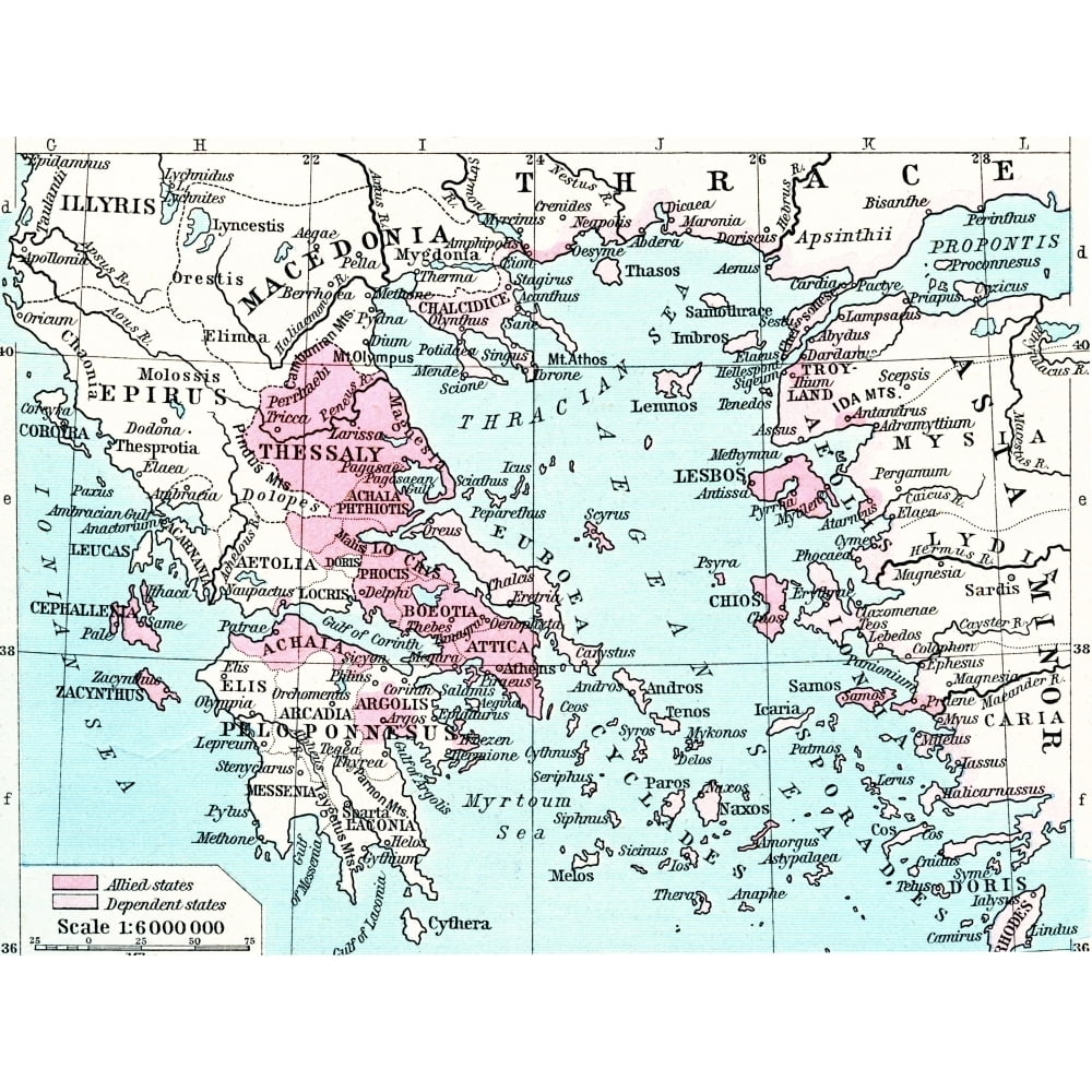 Map Of The Athenian Empire At Its Height C. 450 B.c. From Historical ...