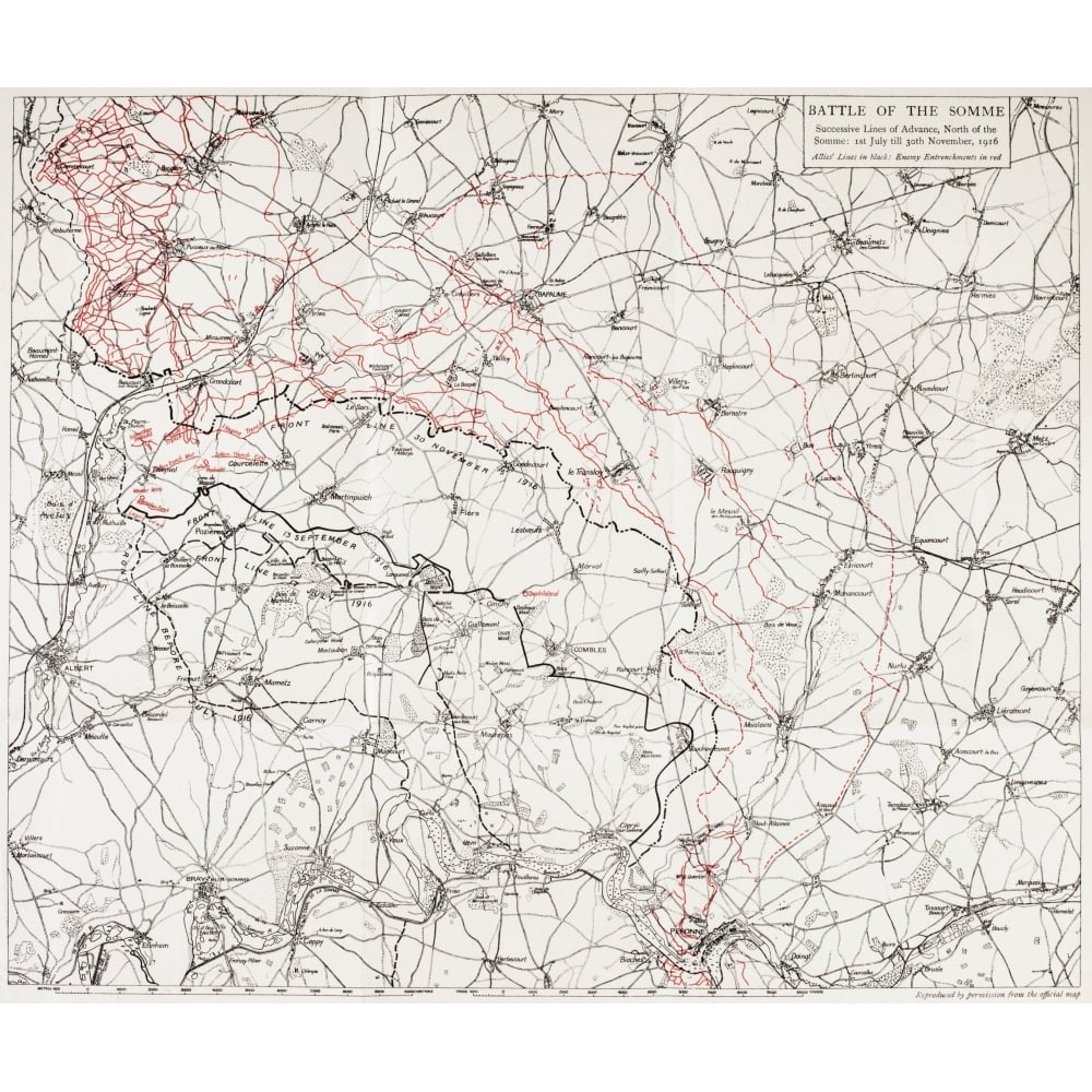 Map Of The Battle Of The Somme Or The Somme Offensive In The First ...