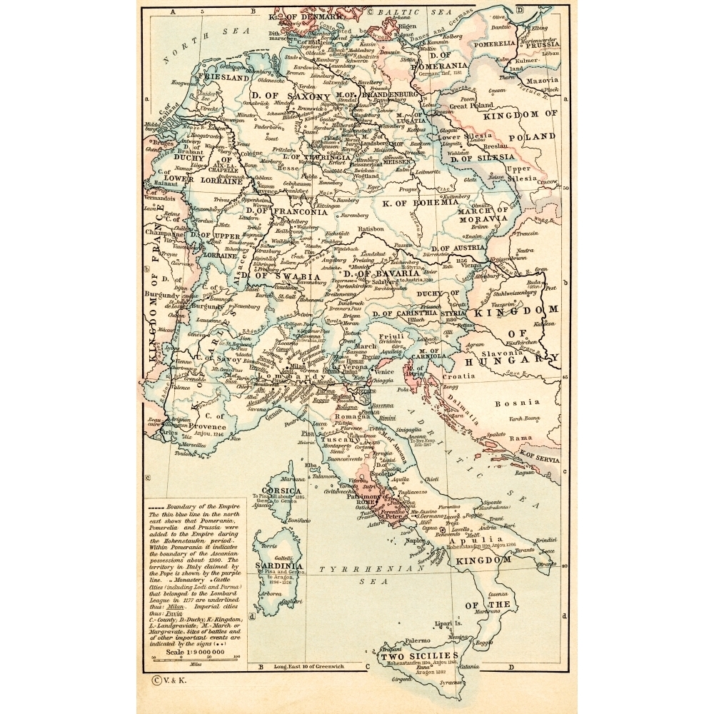 Map Of The Holy Roman Empire Under The Hohenstaufen 1138 - 1254. From ...