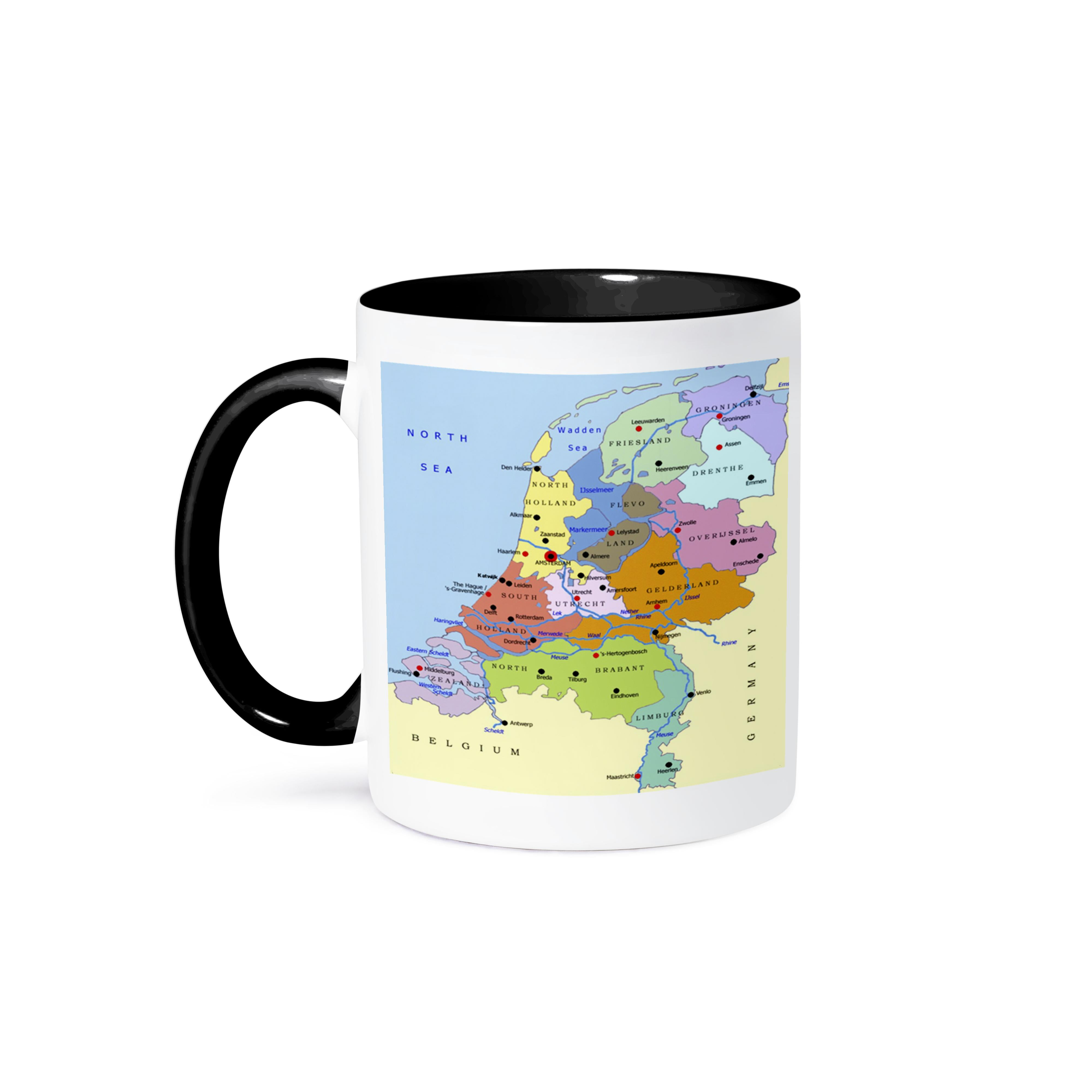 3dRose, Map Of The Netherlands, 15oz Two-Tone Black Mug - Walmart.com