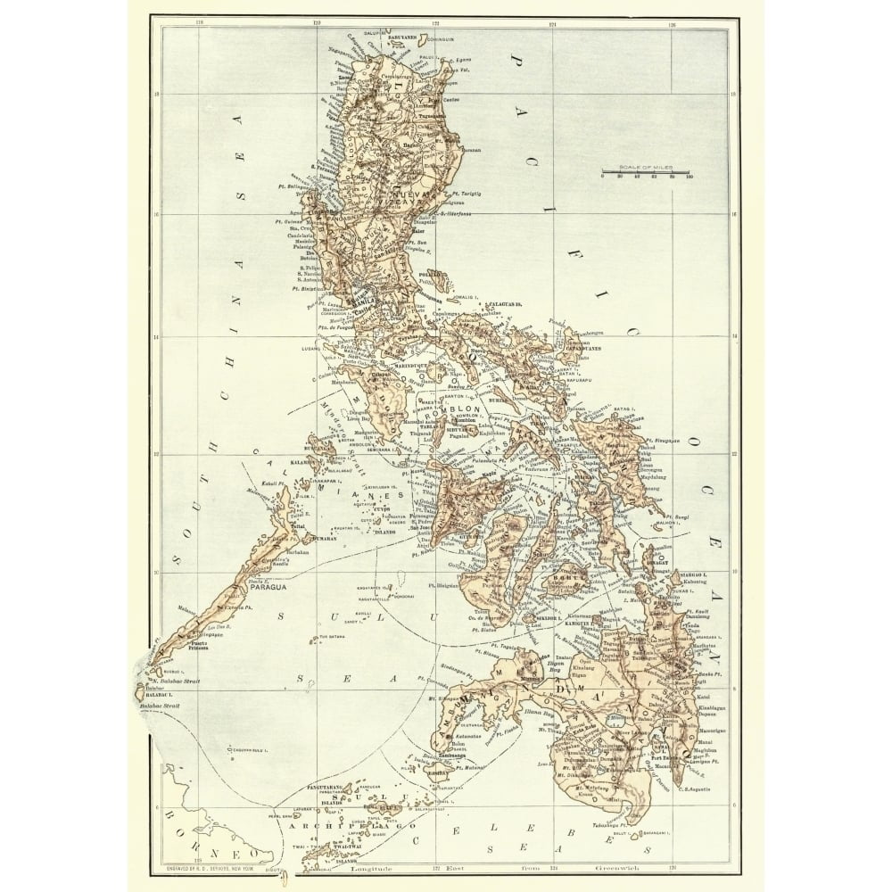 Map Of The Philippines At The End Of The 19th Century. From Harpers Pictorial History Of The War ...