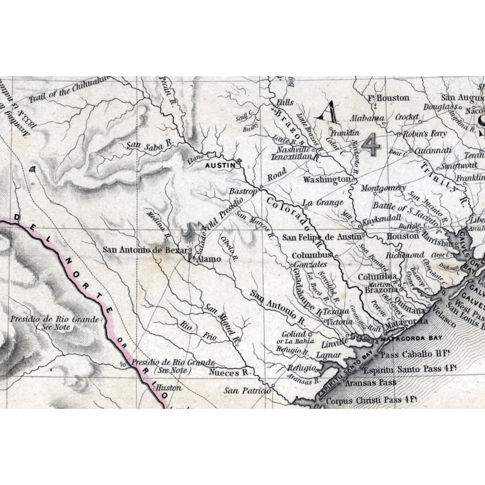 Map Of The Republic Of Texas And The Countries Adjacent History (24 x ...