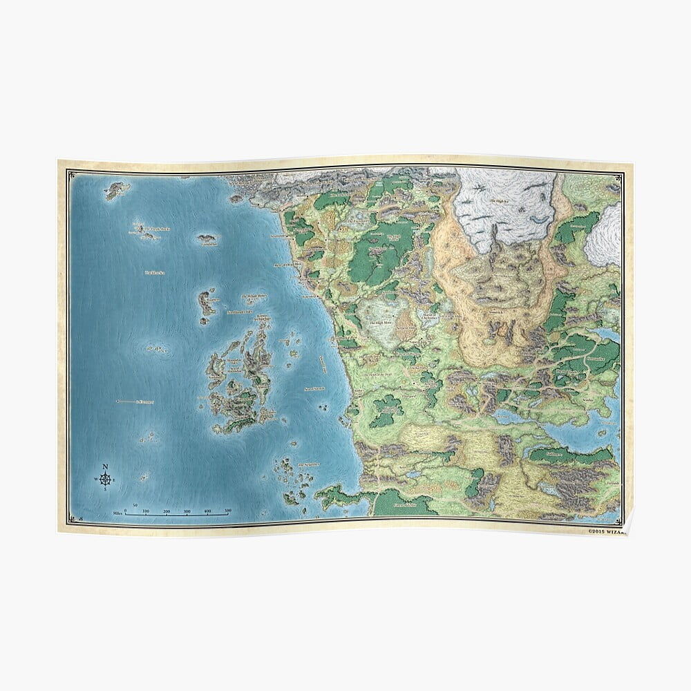 Map Of The Sword Coast – Poster - Poster Print - Wooden Hanging Scroll ...