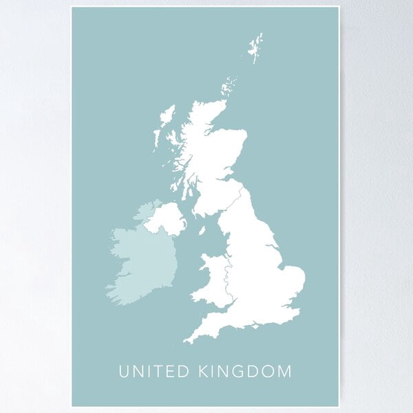 Map Of The United Kingdom Poster Wall Art, Modern Wall Decor For Living ...