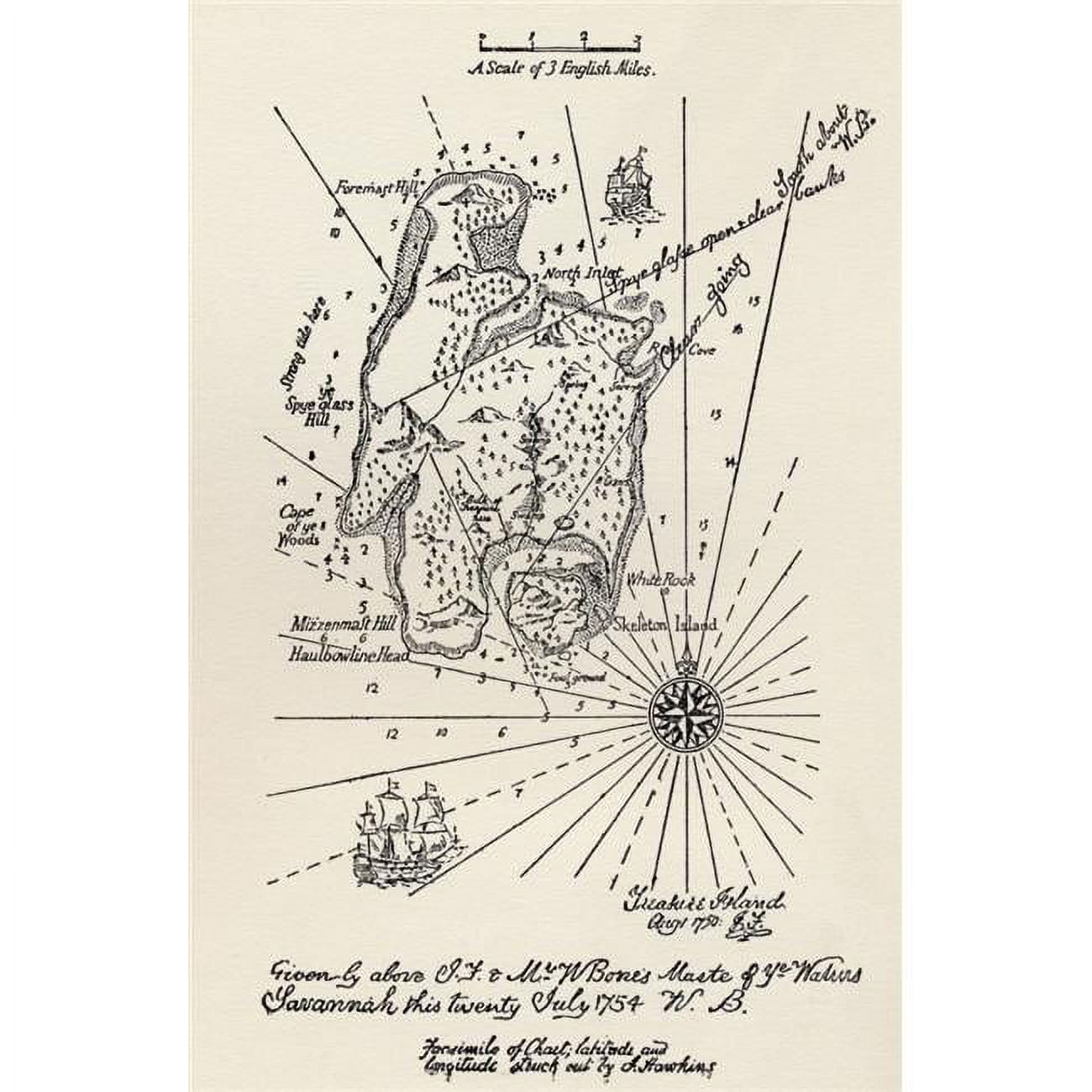 Map Of Treasure Island. From The Book Treasure Island By R.L. Stevenson ...