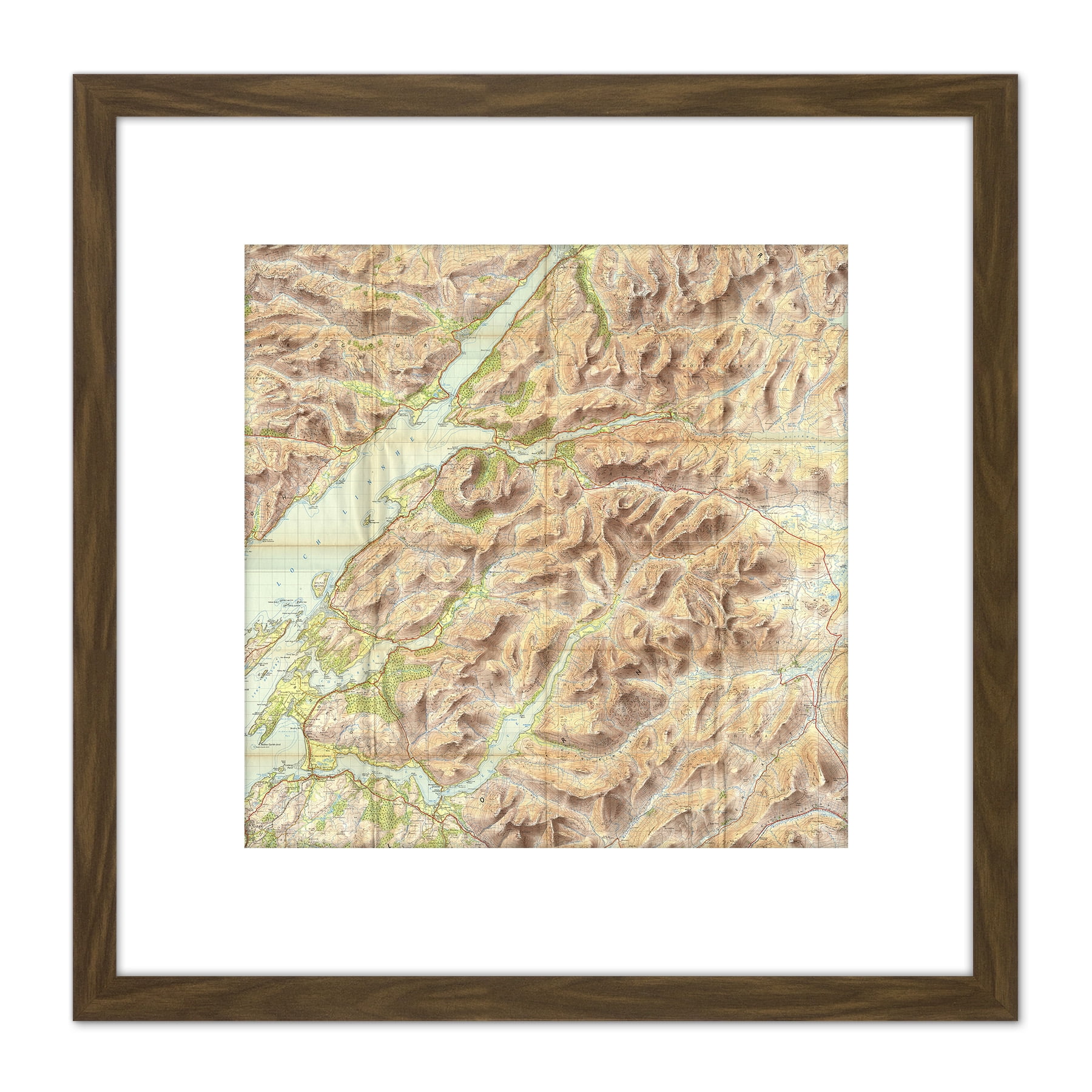 Map Ordnance Survey 1959 Lorn Lochaber Scotland 8X8 Inch Square Wooden ...