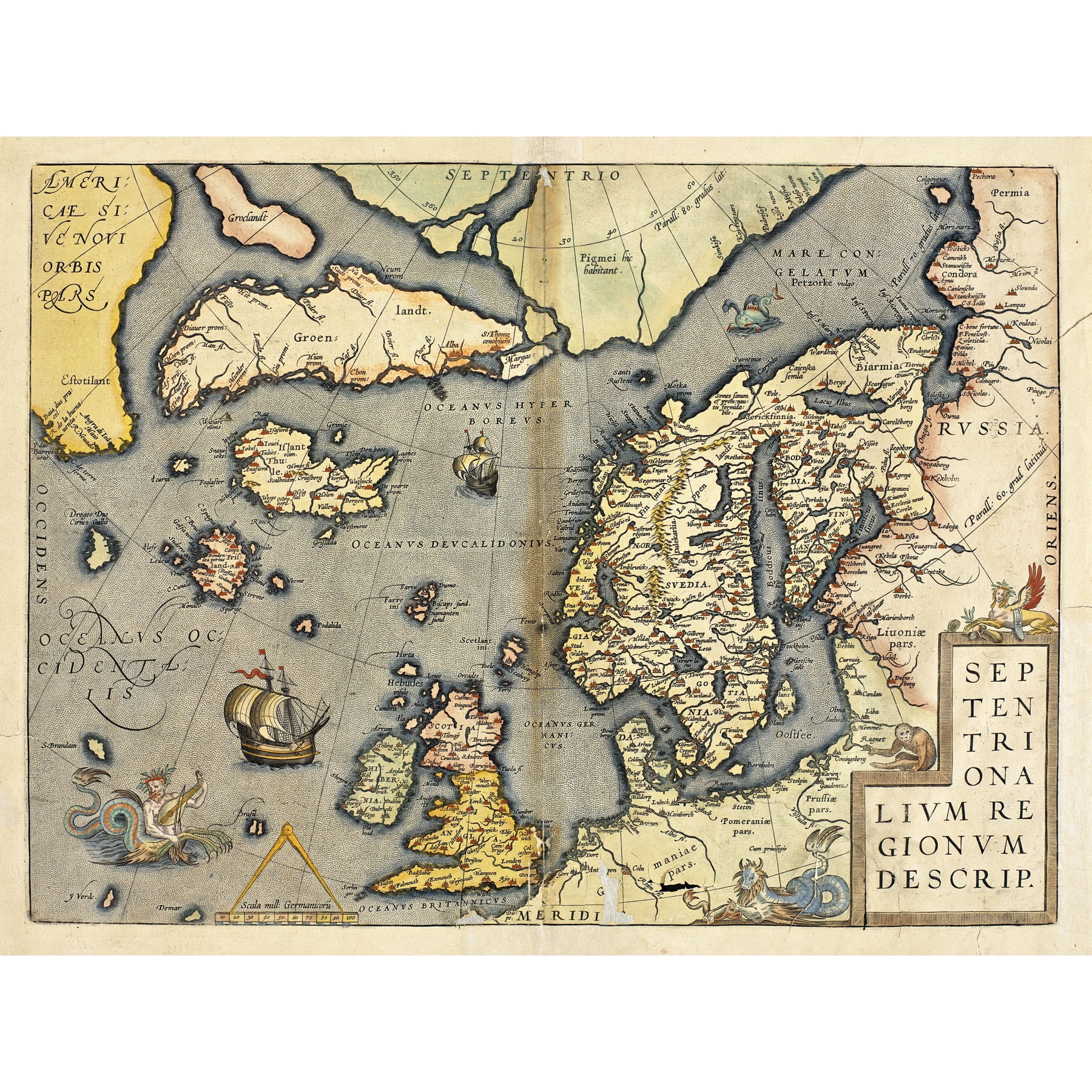 Map Ortelius 1601 North Europe Scandinavia British Isles Extra Large XL ...