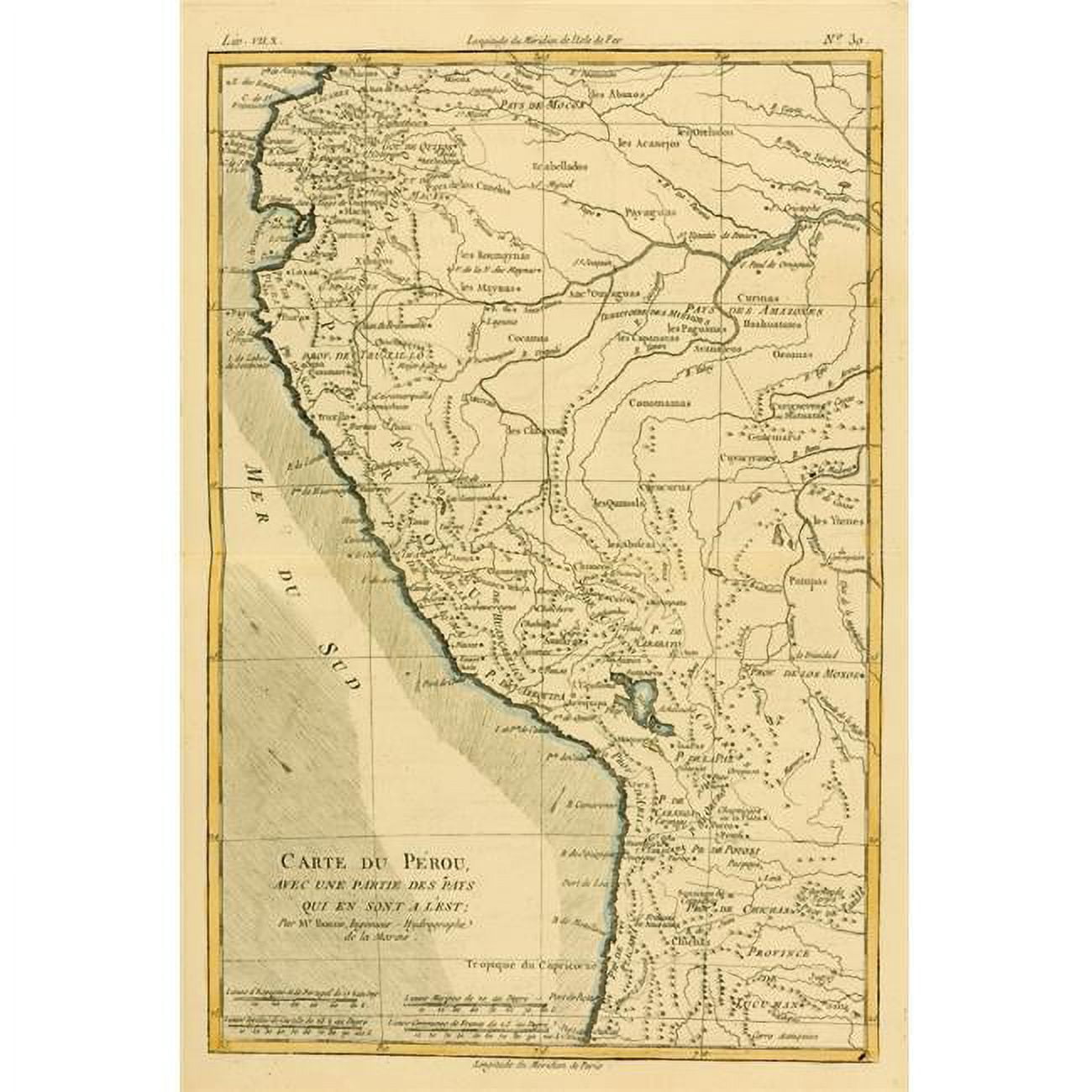 Map of Peru - Circa.1760 From -Atlas De Toutes Les Parties Connues Du ...