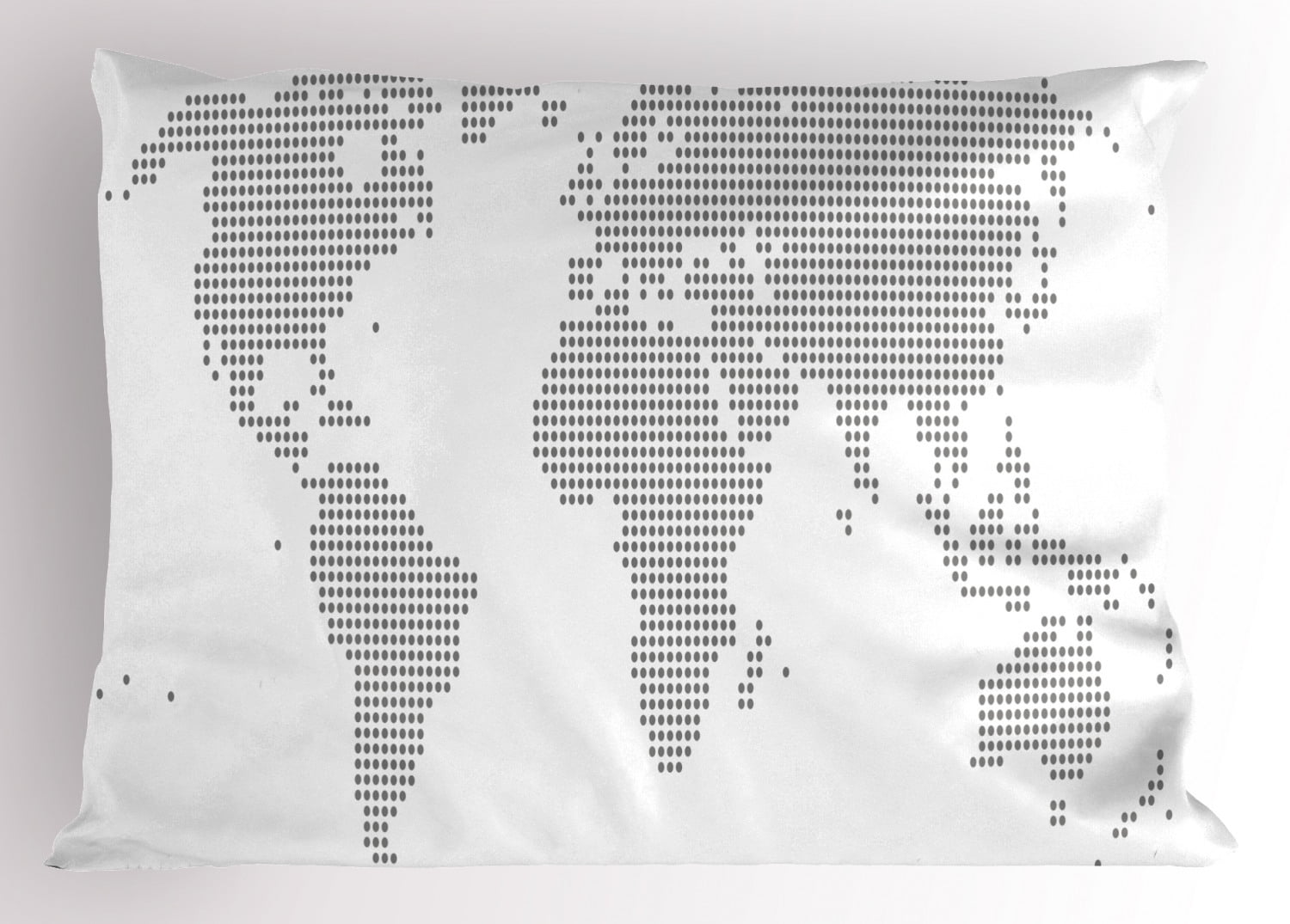 Map Pillow Sham World Map with Graphic Dots Pixelated Seem Spotted ...