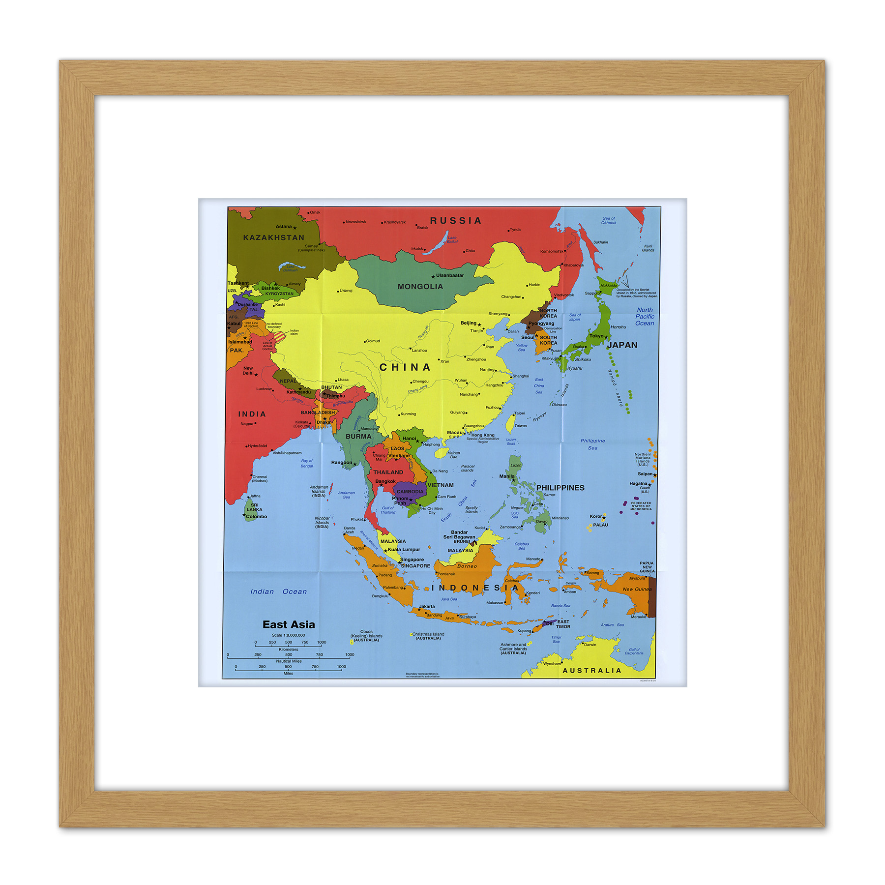 Map Political Cia 2004 East Asia Historic Replica 8X8 Inch Square ...