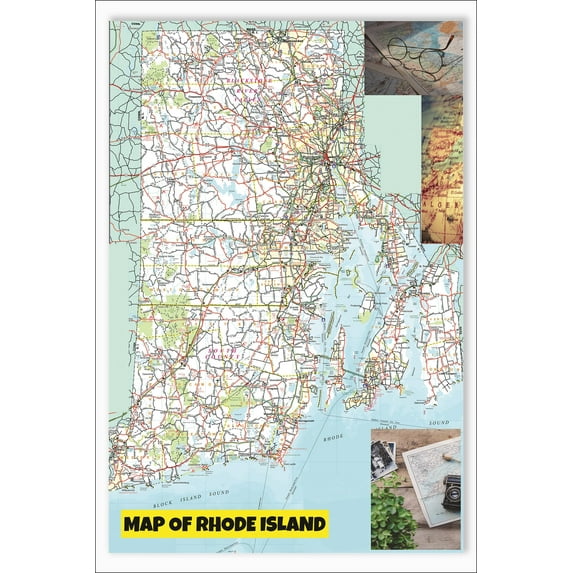 Map of Rhode Island 36x54 Large Detailed Roads and Highways, Maryland State with All Cities ...