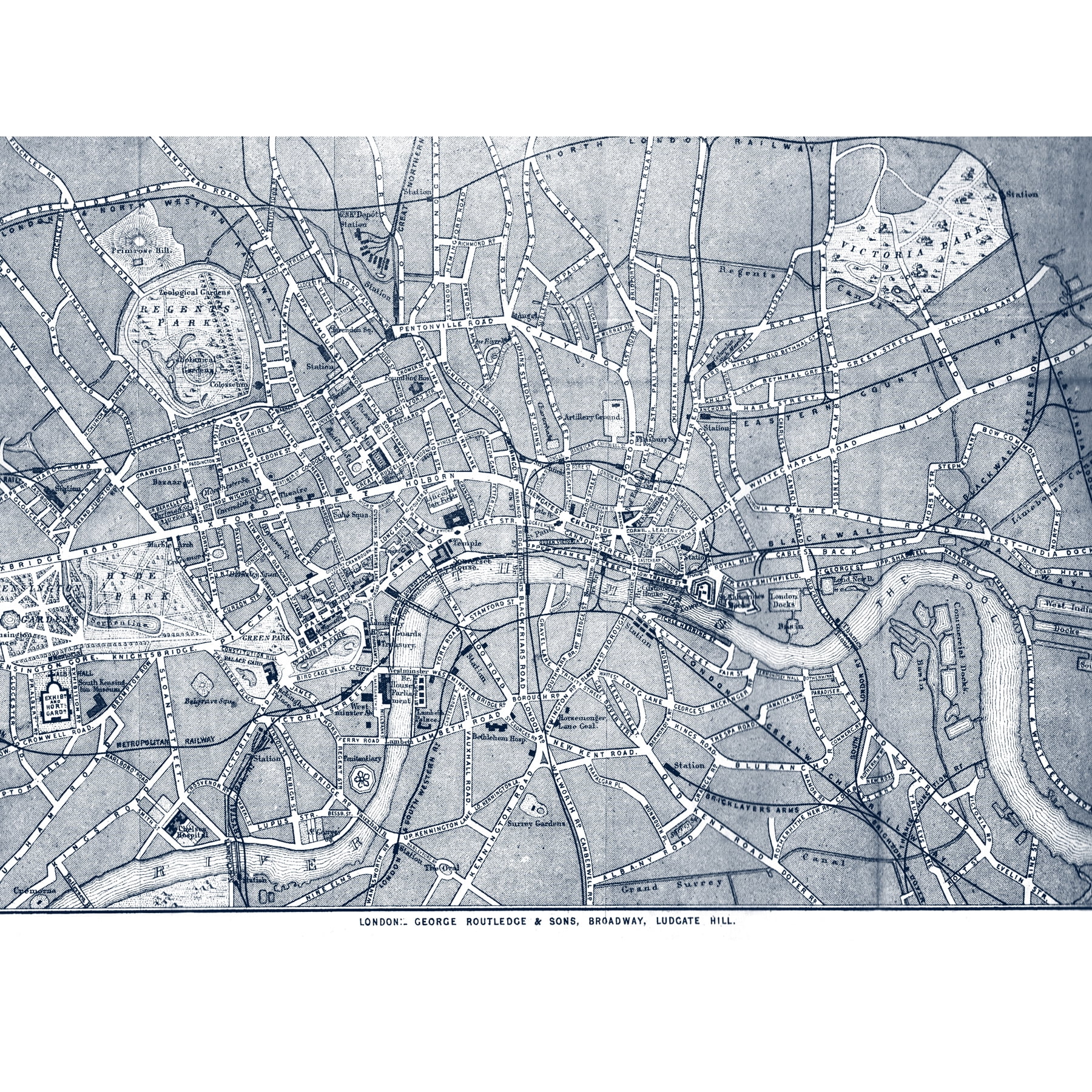 Map Routledge 1875 London City England Plan Chart Extra Large XL Wall ...