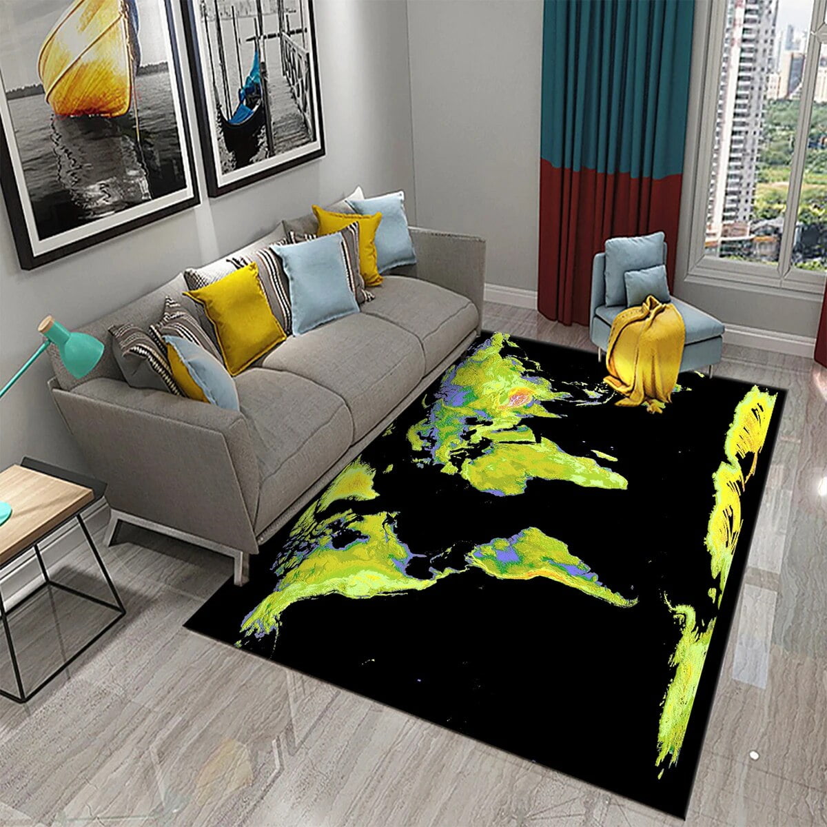 Map Rug Nautical Map Carpet Vintage Style Floor Carpets for Adults ...