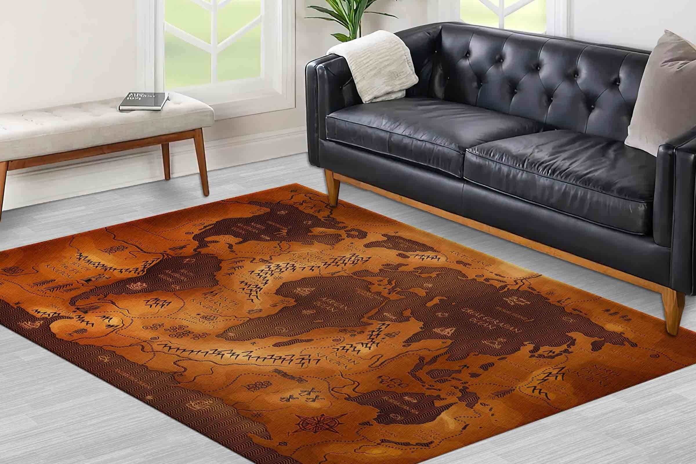 Map Rug, Old World Map Rugs, Old Map Rug, Educational Rug, Brown Rug ...