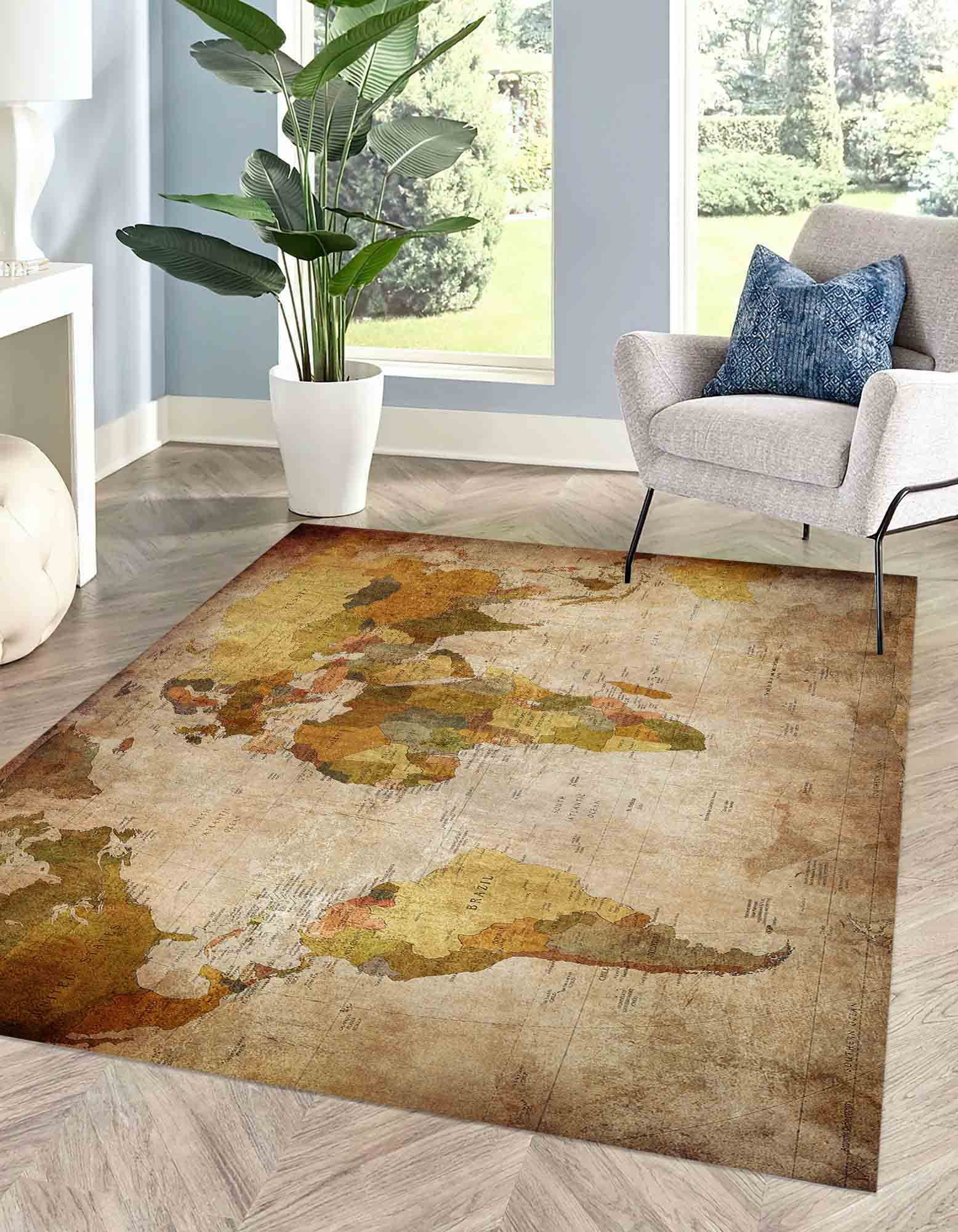 Map Rug, World Map Rugs, Kitchen Rug, Large World Map Rugs, Luxury Rug ...